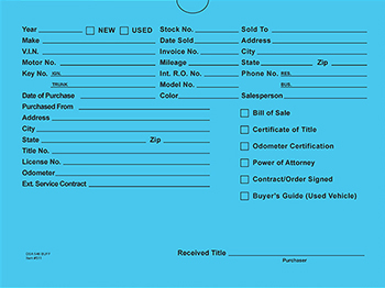 FILE RIGHT BRAND™ - PRINTED VEHICLE DEAL ENVELOPES - Form DSA-546 ...
