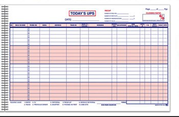 Ups log book / customer contact log | Paper Roll Supplies | 800-243-5877