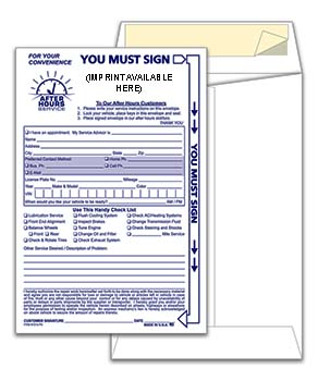 Standard night drop (after hours) envelope custom imprinted with peel ...