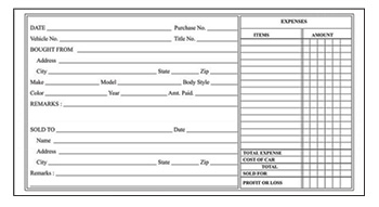 Used car record book (police book) | Paper Roll Supplies | 800-243-5877