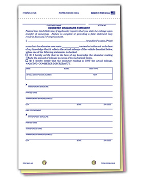 Truform™ brand - odometer disclosure statements - form odom-103-n ...