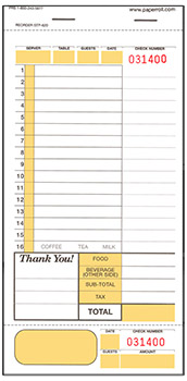 1-part tag booked guest check | Paper Roll Supplies | 800-243-5877
