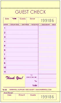 3-part guest check | Paper Roll Supplies | 800-243-5877
